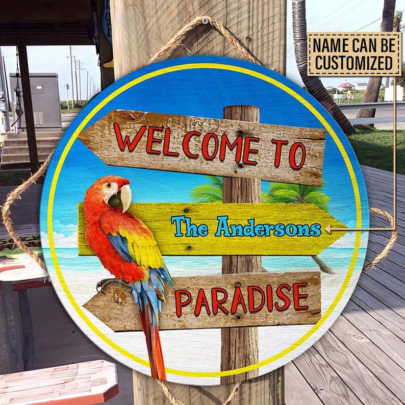 Personalized Beach Welcome to Paradise Wood Circle Sign Beach - Etsy