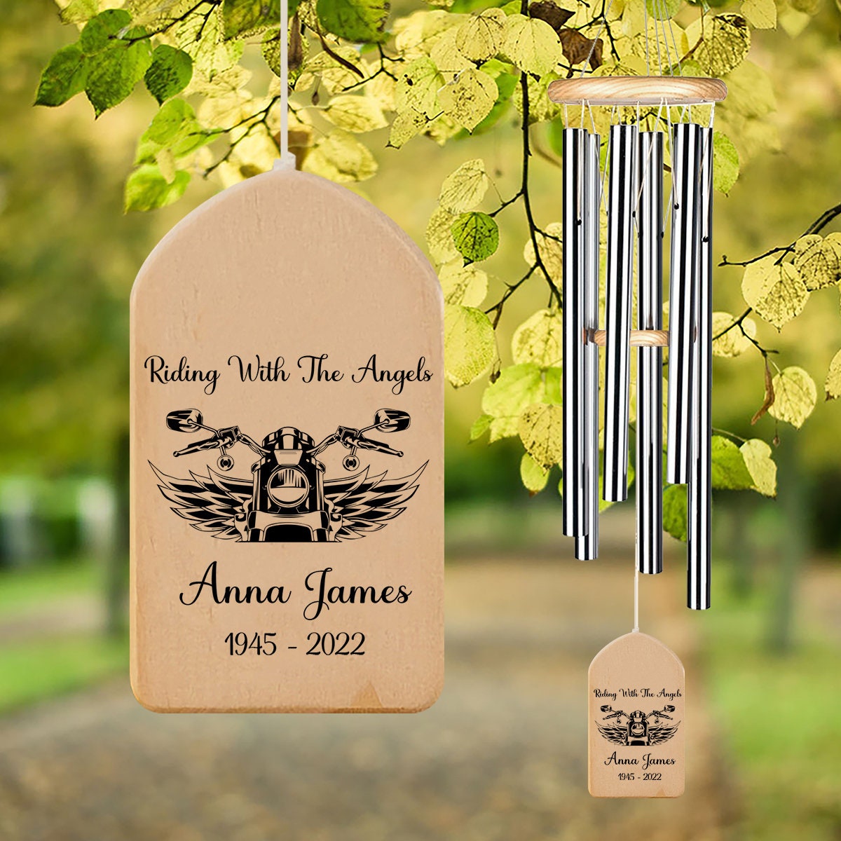 Personalized Memorial Wind Chime, Riding With The Angels, Motorcycle ...