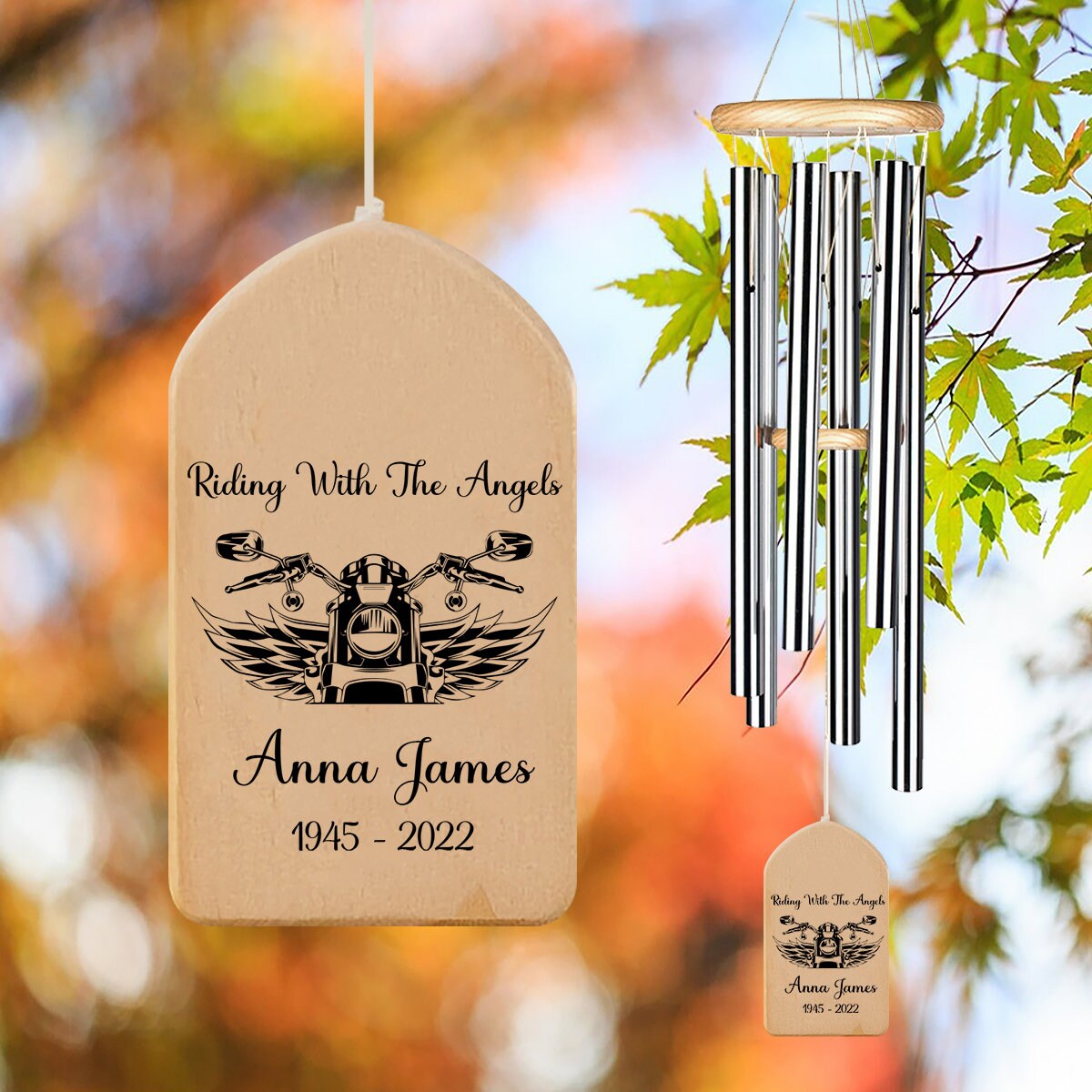 Personalized Memorial Wind Chime, Riding With The Angels, Motorcycle ...