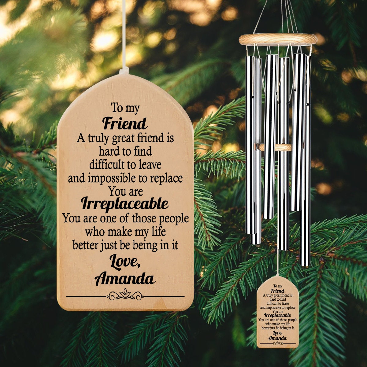 Personalized Bestie Wind Chime, To My Friend, You Are Irreplaceable ...