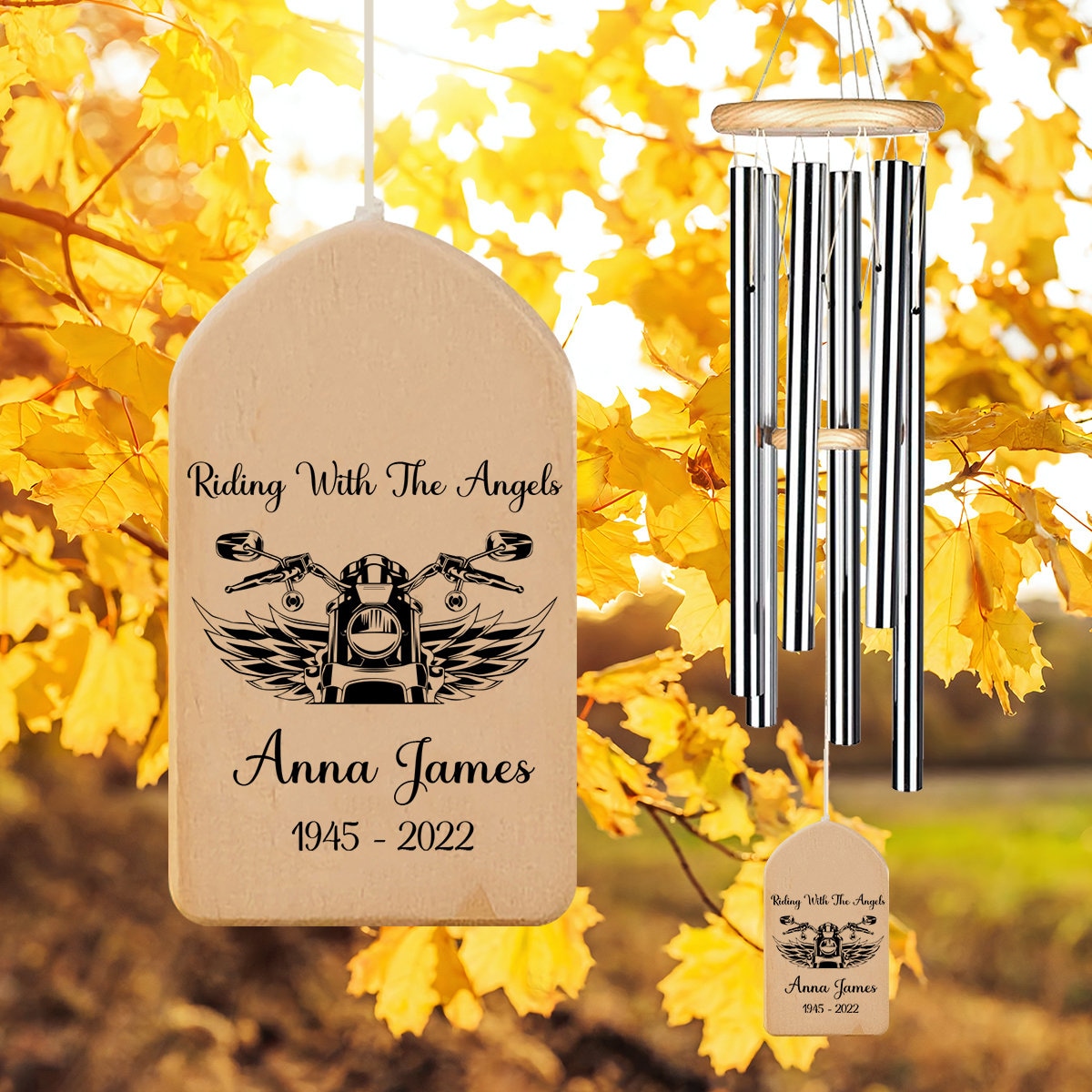 Personalized Memorial Wind Chime, Riding With The Angels, Motorcycle ...
