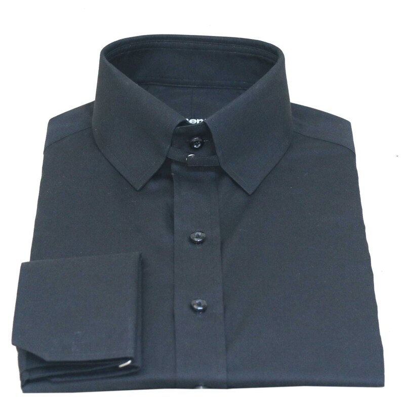 Tab Collar Loop Collar Shirt Black Business Formal - Etsy