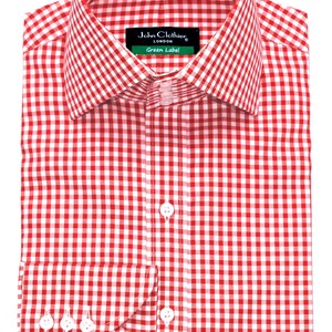 High Collar Men's Shirt Red Gingham Checks Spread Collar - Etsy