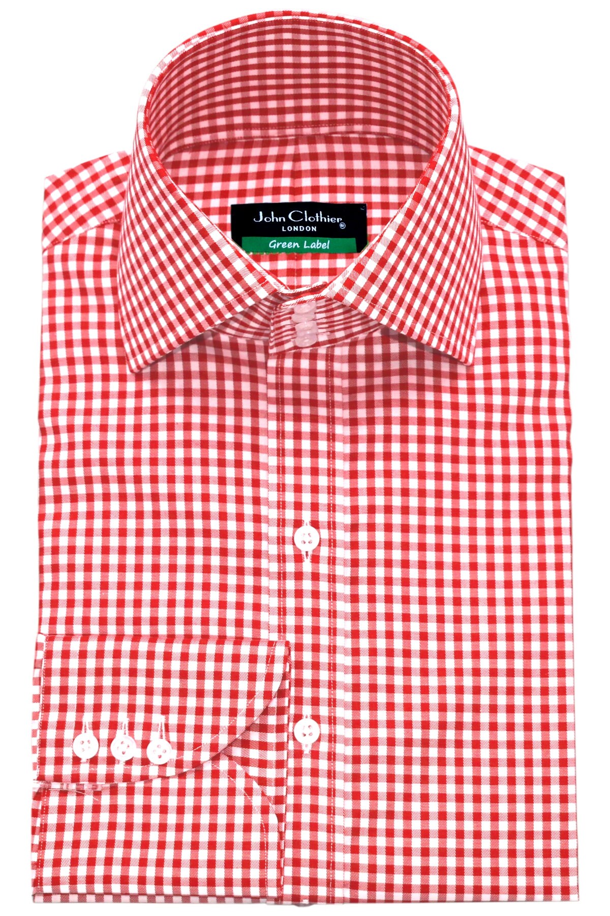 High Collar Men's Shirt Red Gingham Checks Spread Collar - Etsy