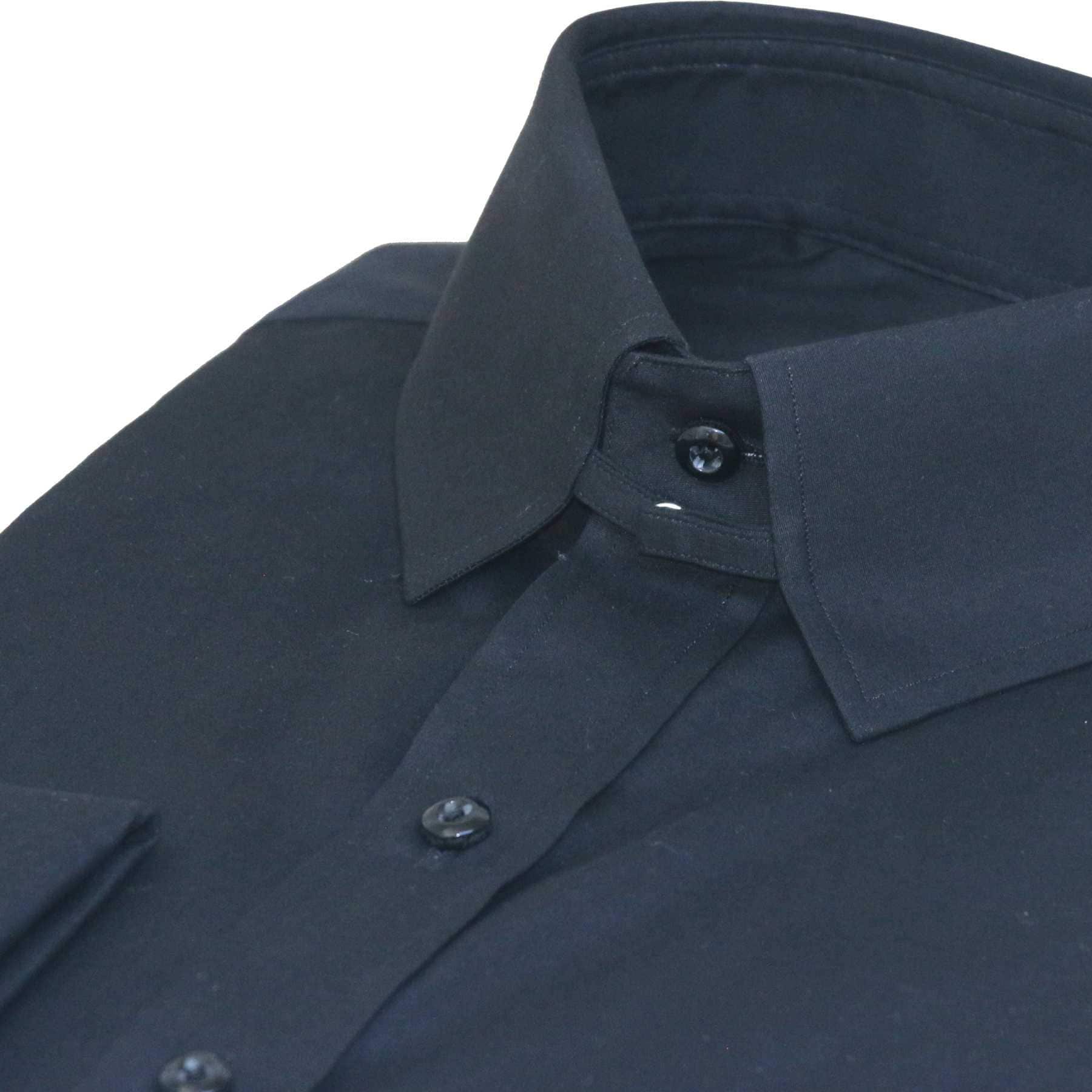 Tab Collar Loop Collar Shirt Black Business Formal - Etsy