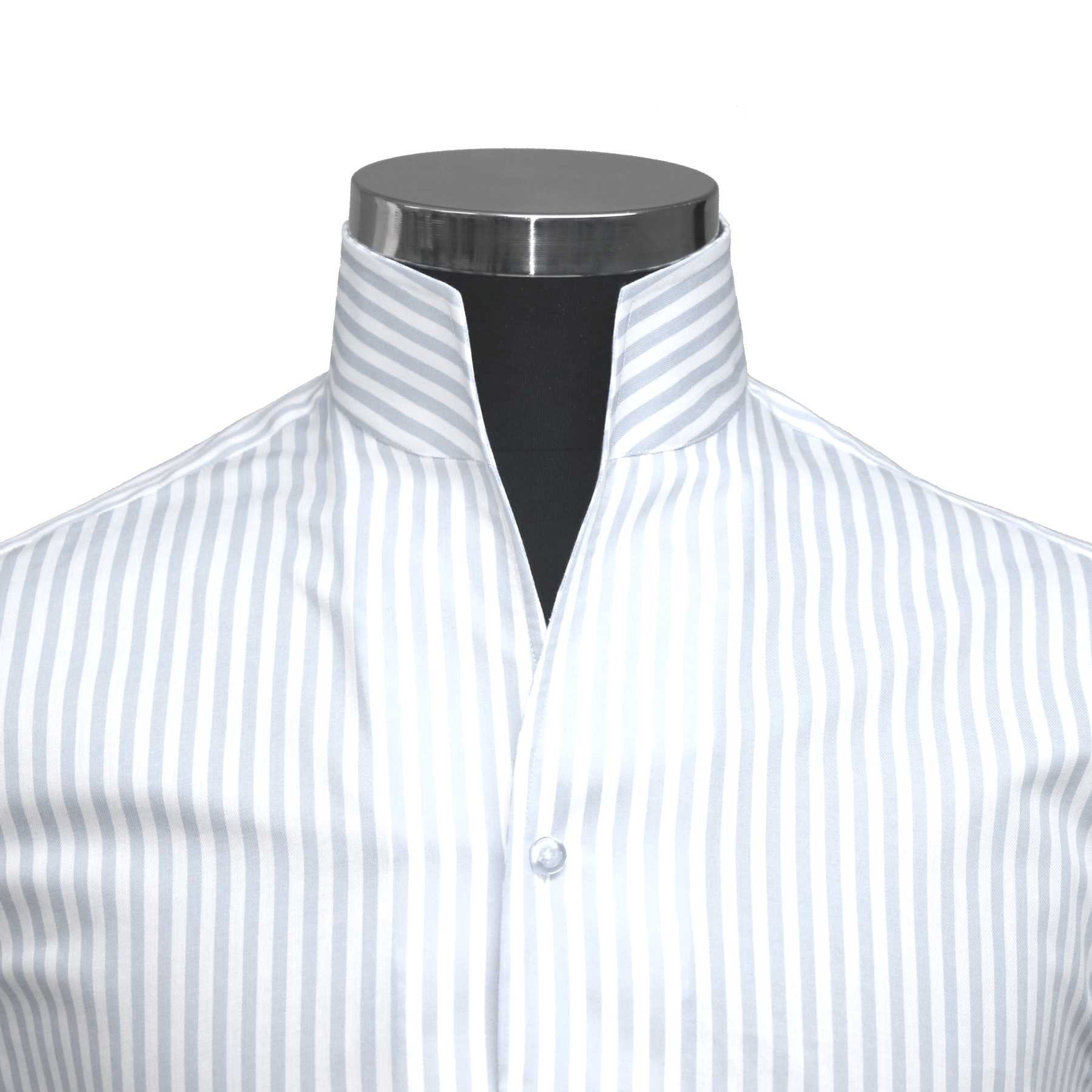 Men s High Open Collar Shirt 100 Cotton White Stripes Etsy Men s High Open Collar Shirt 100 Cotton White Stripes Etsy