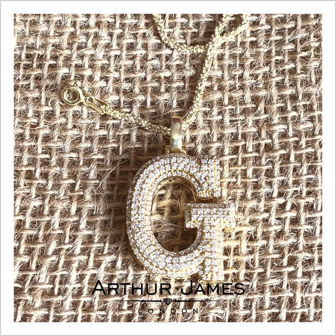Pendant Alphabets A-Z Diamond Gemstone Initials Letter G Gold - Etsy