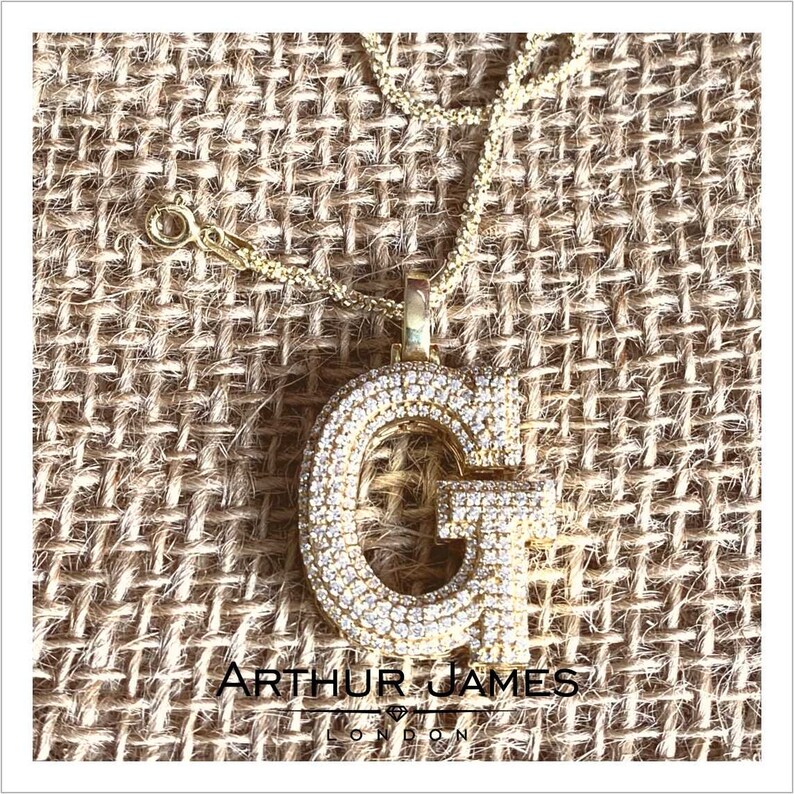 Pendant Alphabets A-Z Diamond Gemstone Initials Letter G Gold - Etsy