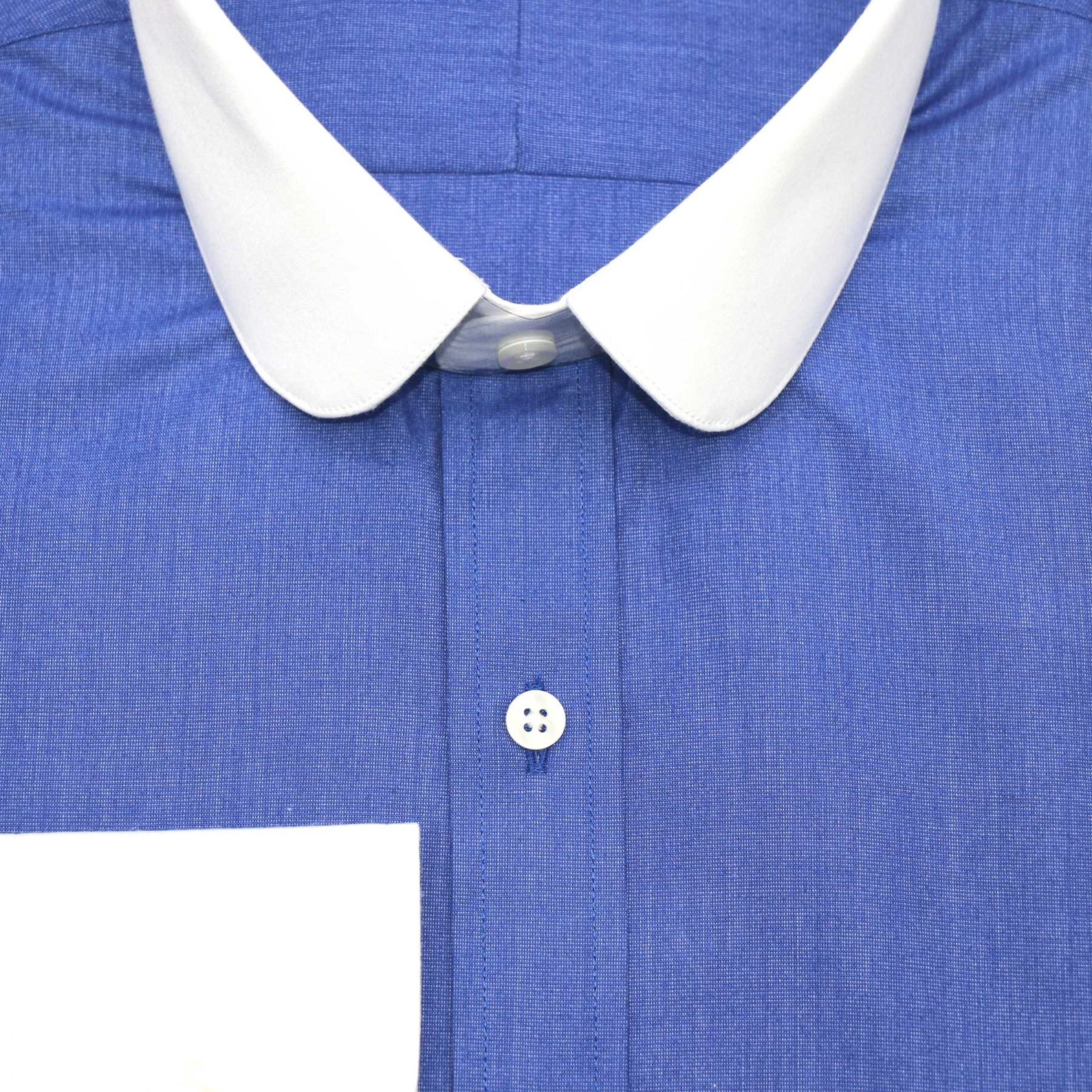 Penny Collar Round Club Collar Navy Blue Plain Men's - Etsy