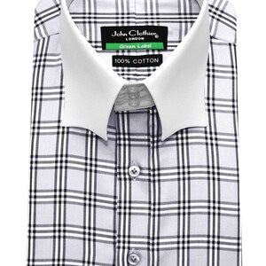 Grey Plaid Texture Shirt High Chisel Collar 3 High 3 - Etsy