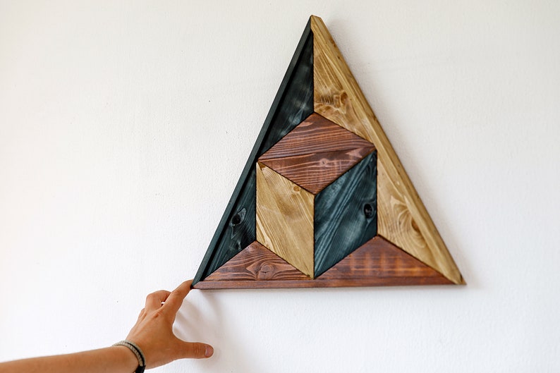 Modern Wood Wall Art Geometric Wall Hanging Triangle Wood | Etsy