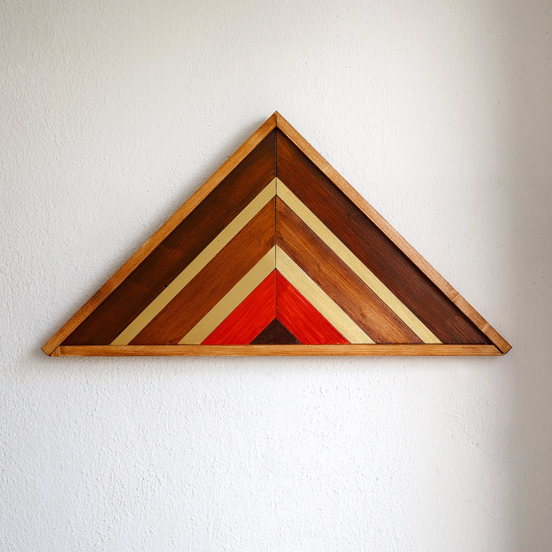 WOOD WALL ART, Geometric Wood Wall Art, Triangle Wall Hanging, Boho Art ...
