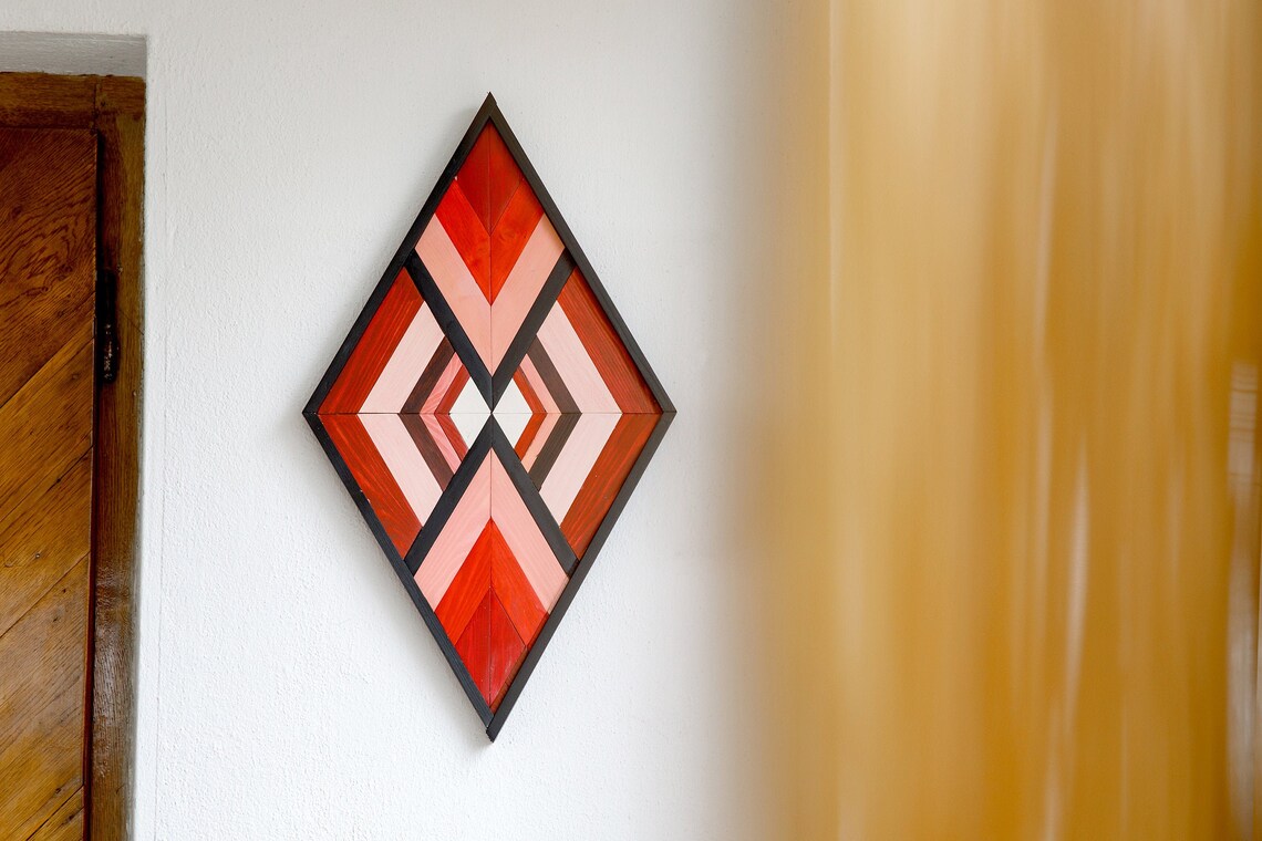 Diamond Wall Art Geometric Wood Wall Art Modern Wall | Etsy