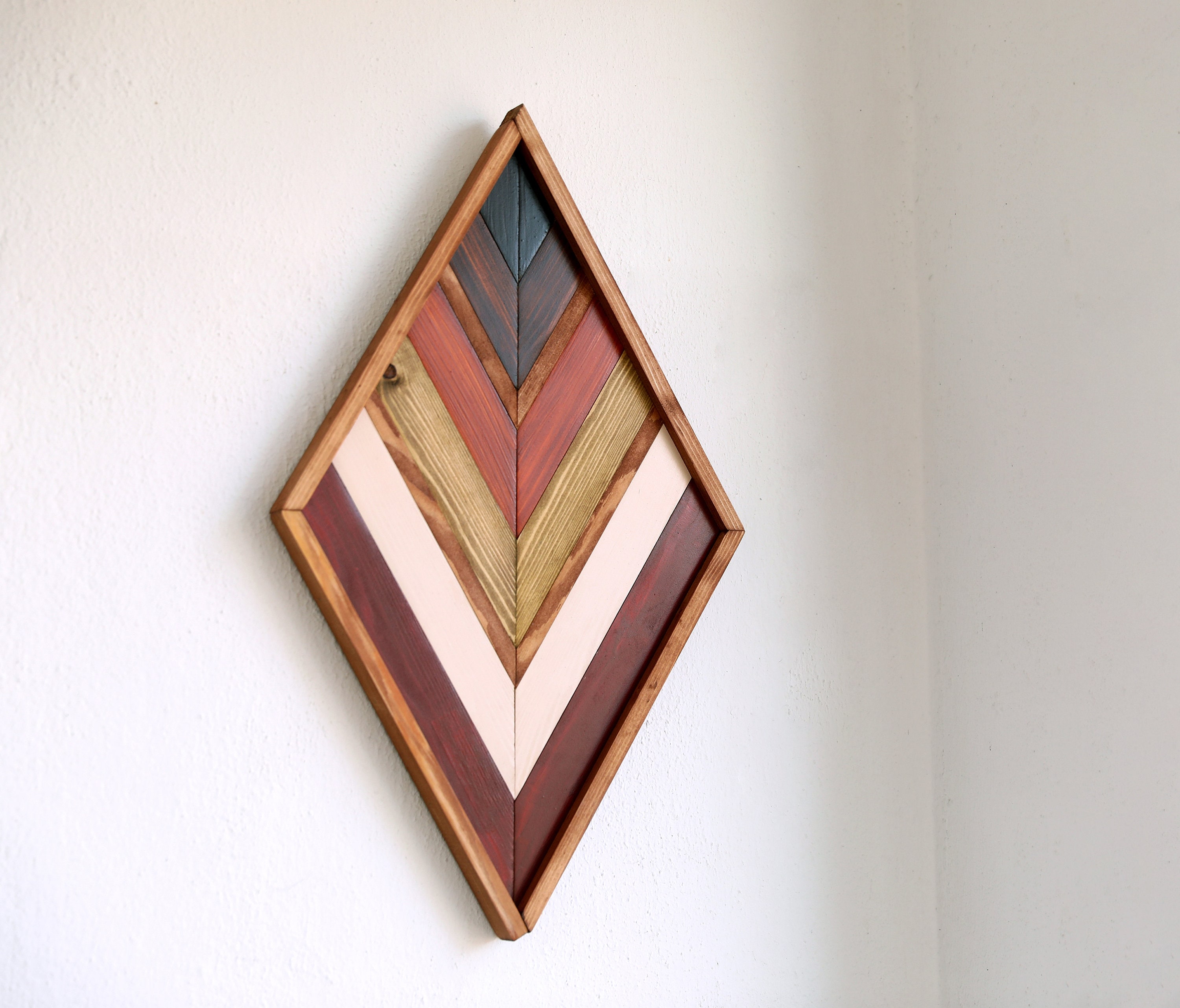 Diamond Wall Art Geometric wood wall art Modern Wall | Etsy