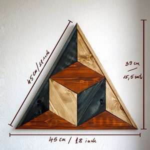Modern Wood Wall Art, Geometric Wall Hanging, Triangle Wood Decoration ...