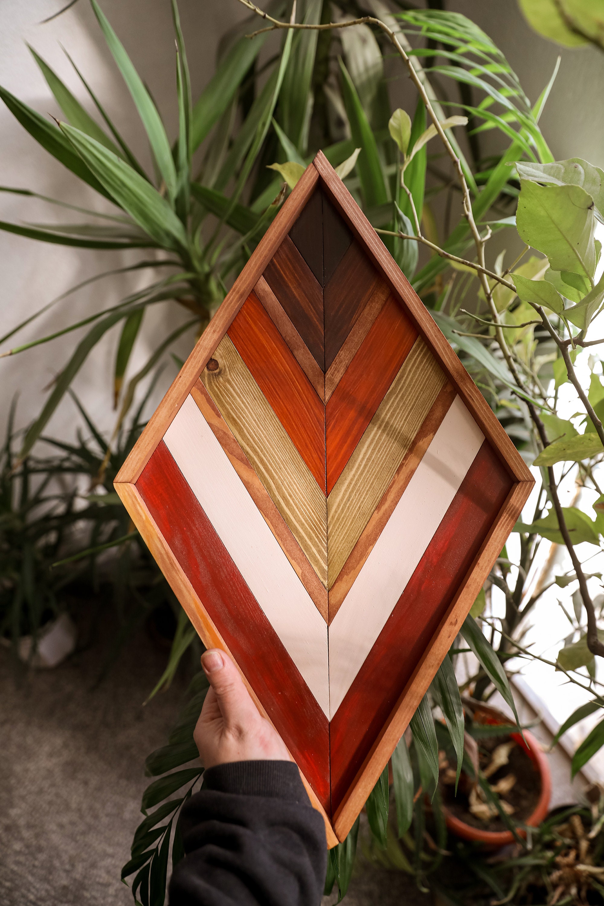 Diamond Wall Art Geometric Wood Wall Art Modern Wall | Etsy New Zealand