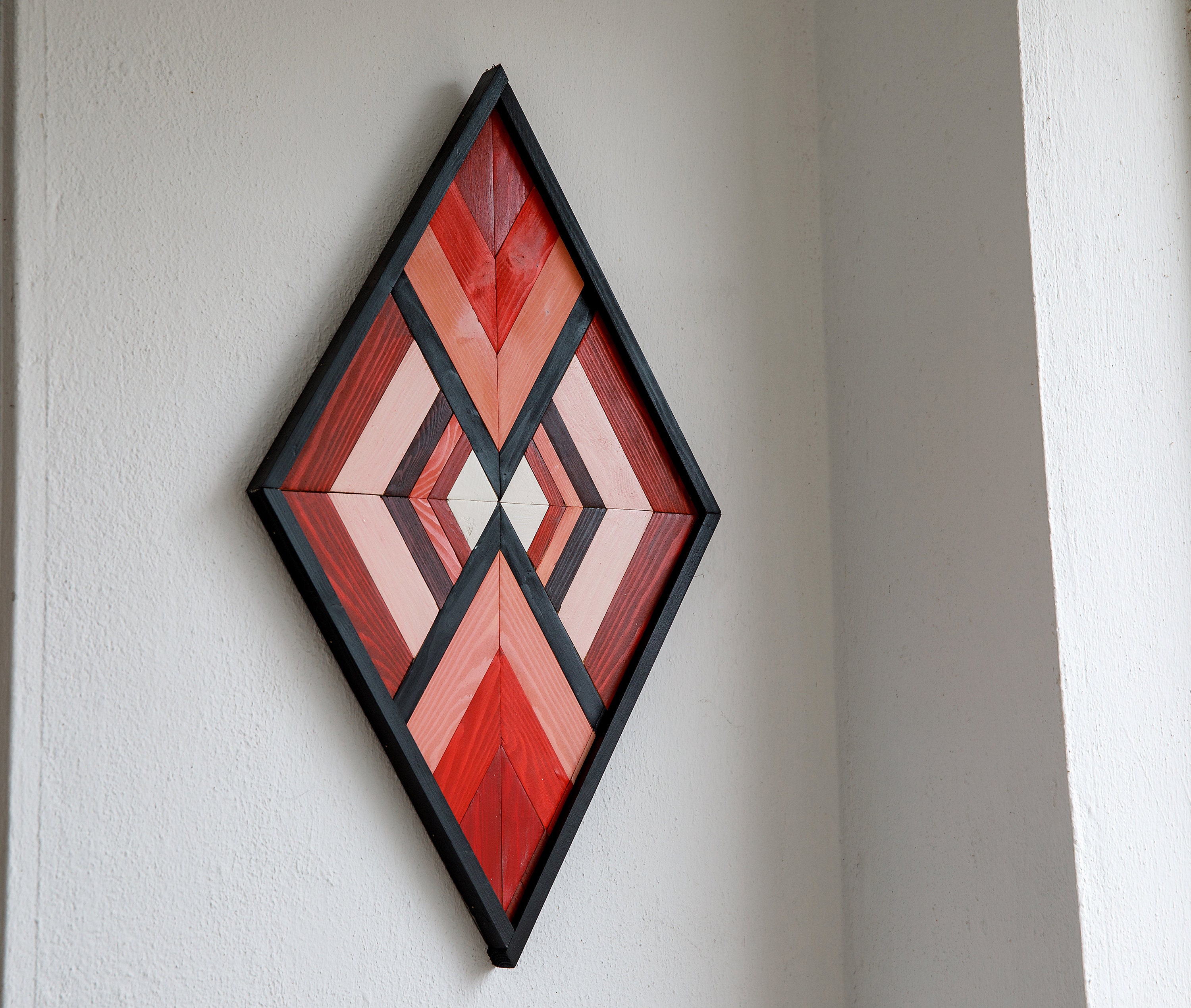Diamond Wall Art Geometric Wood Wall Art Modern Wall | Etsy