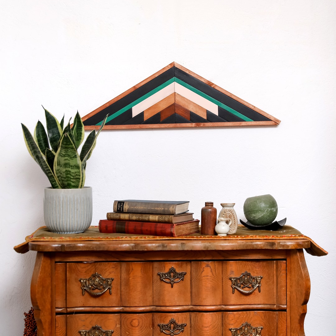 WOOD WALL ART, Triangle for Wall or Shelf Decor, Geometric Wood Wall ...