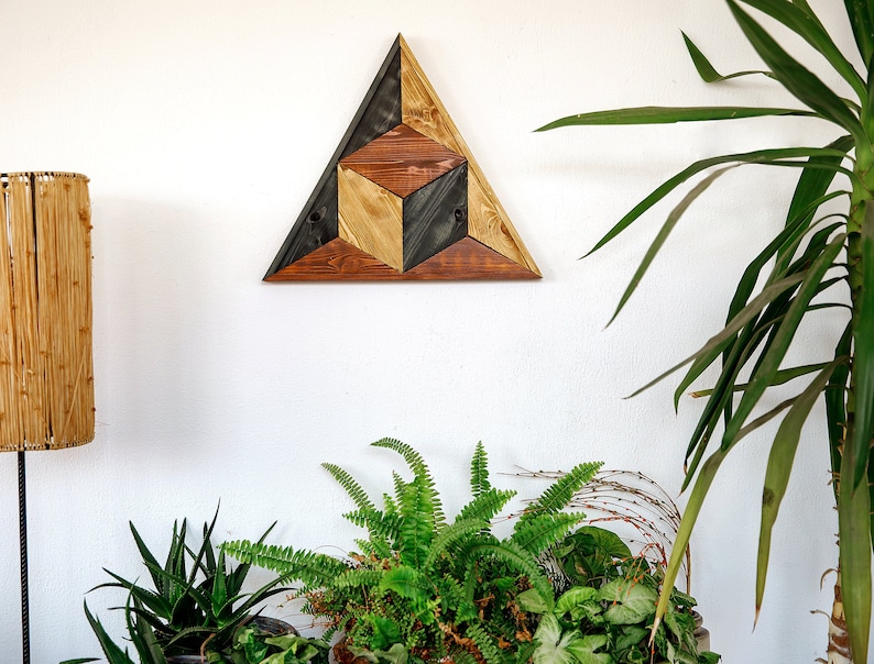 Modern Wood Wall Art Geometric Wall Hanging Triangle Wood - Etsy