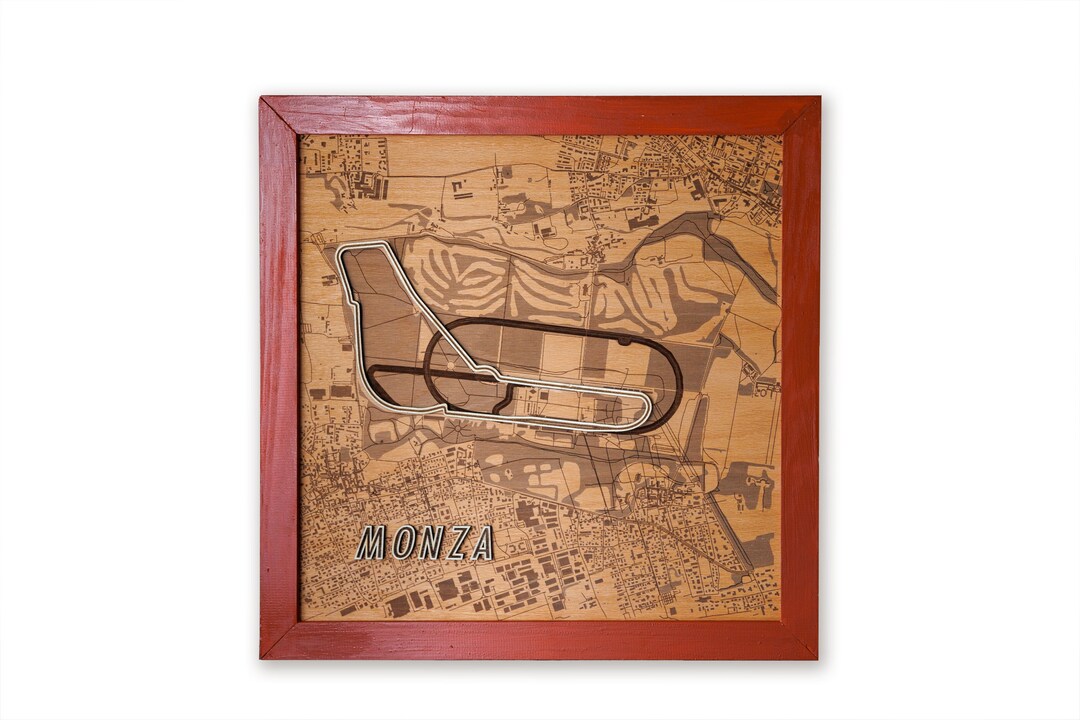 Formula 1 Circuit Map, Monza Wooden Wall Hanging, Woodcut F1 Race Track ...
