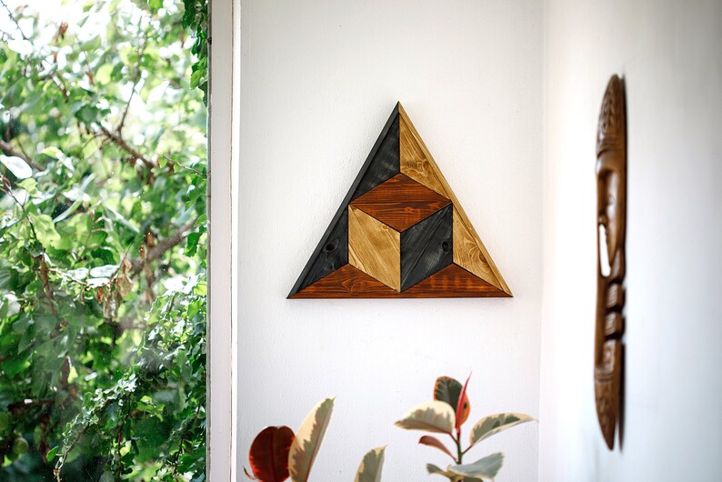 Modern Wood Wall Art Geometric Wall Hanging Triangle Wood | Etsy