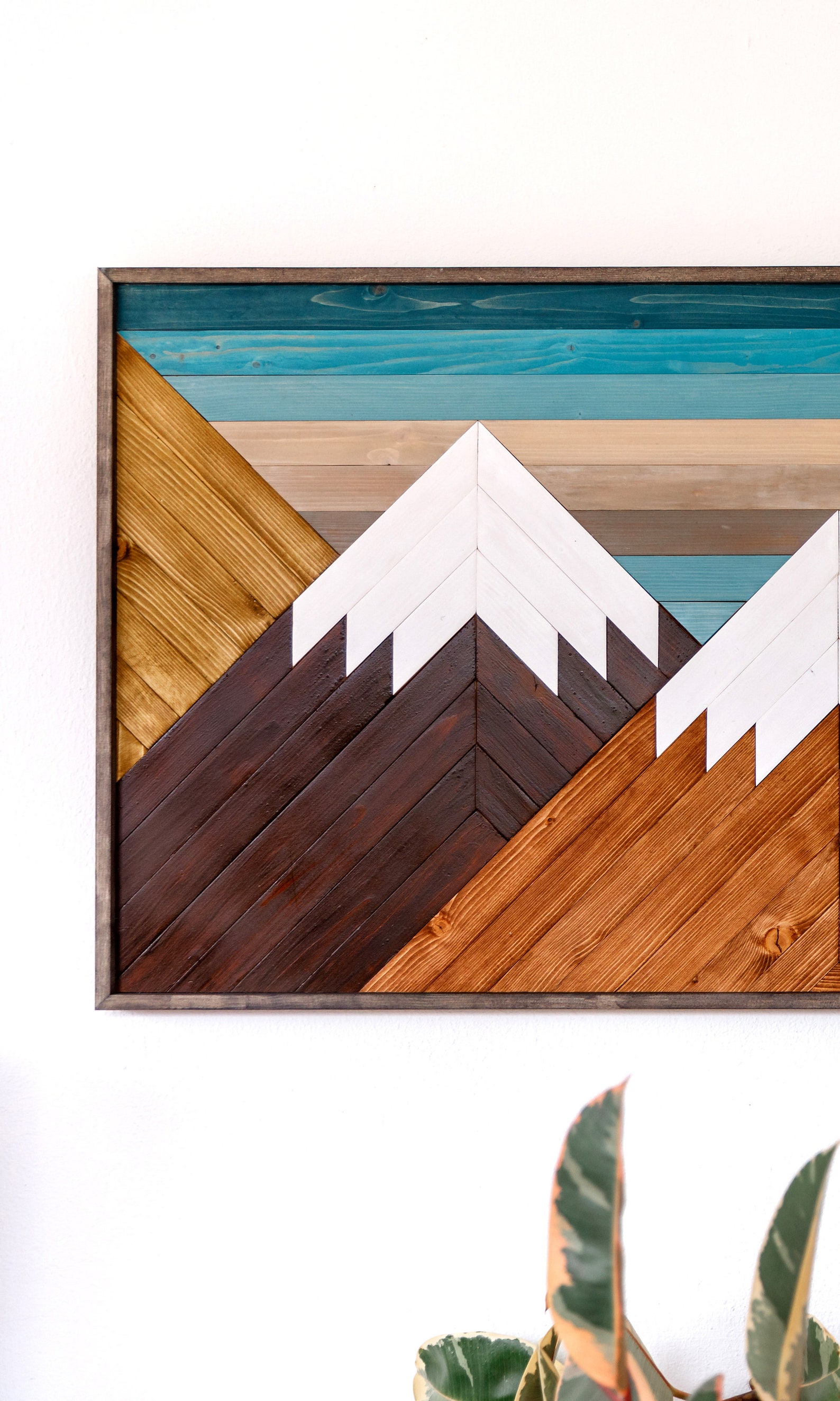 MOUNTAIN WOOD ART Wood wall art Geometric wood wall hanging | Etsy