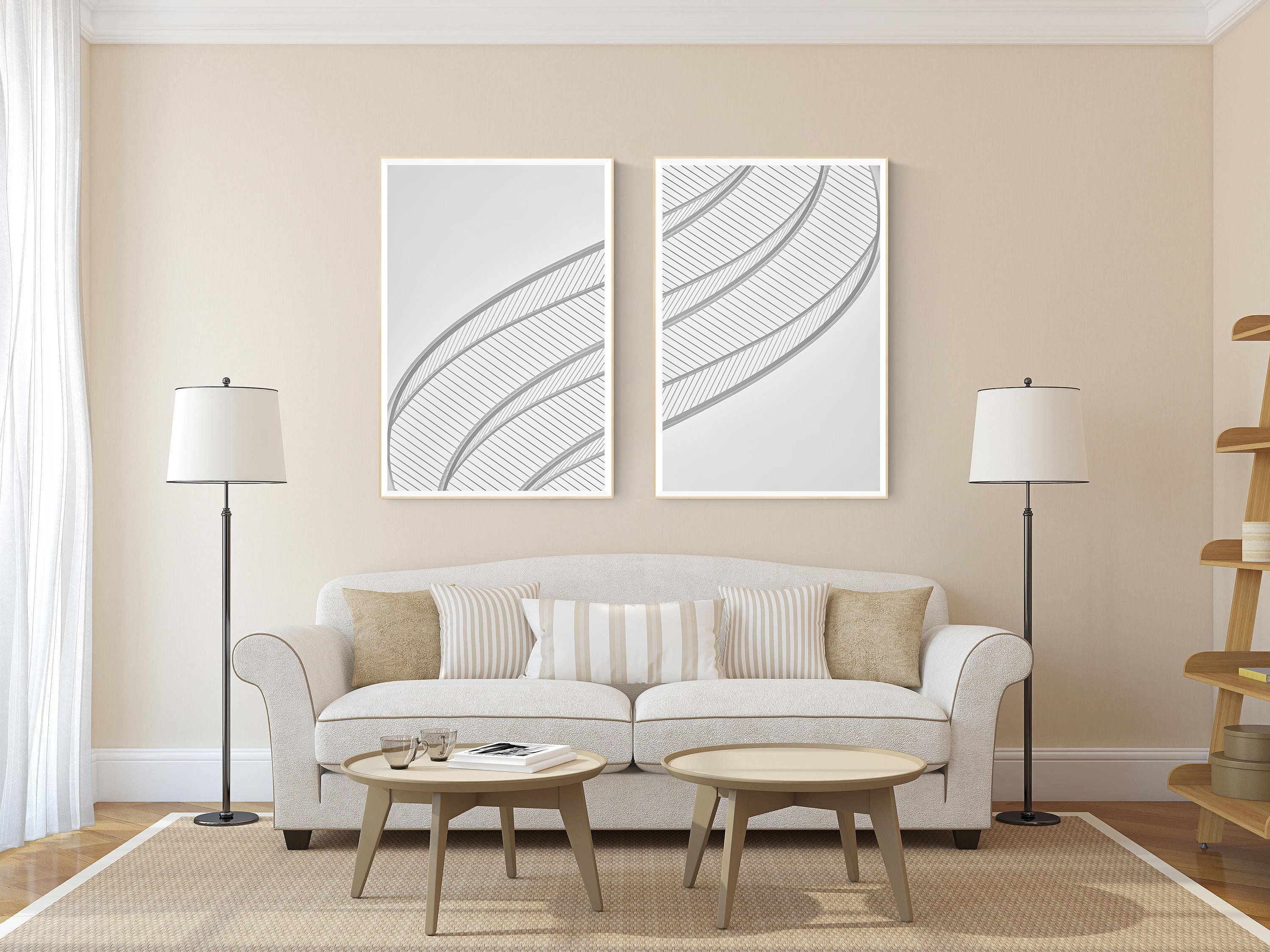 Two Piece Diptych Wall Art Set, Abstract Minimal Architecture Photos ...
