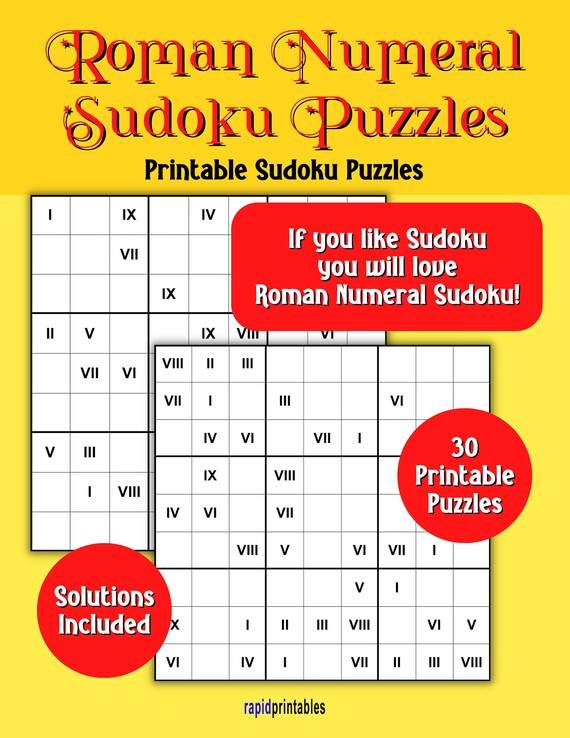Roman Numerals Sudoku Puzzles Printable Sudoku Puzzles - Etsy