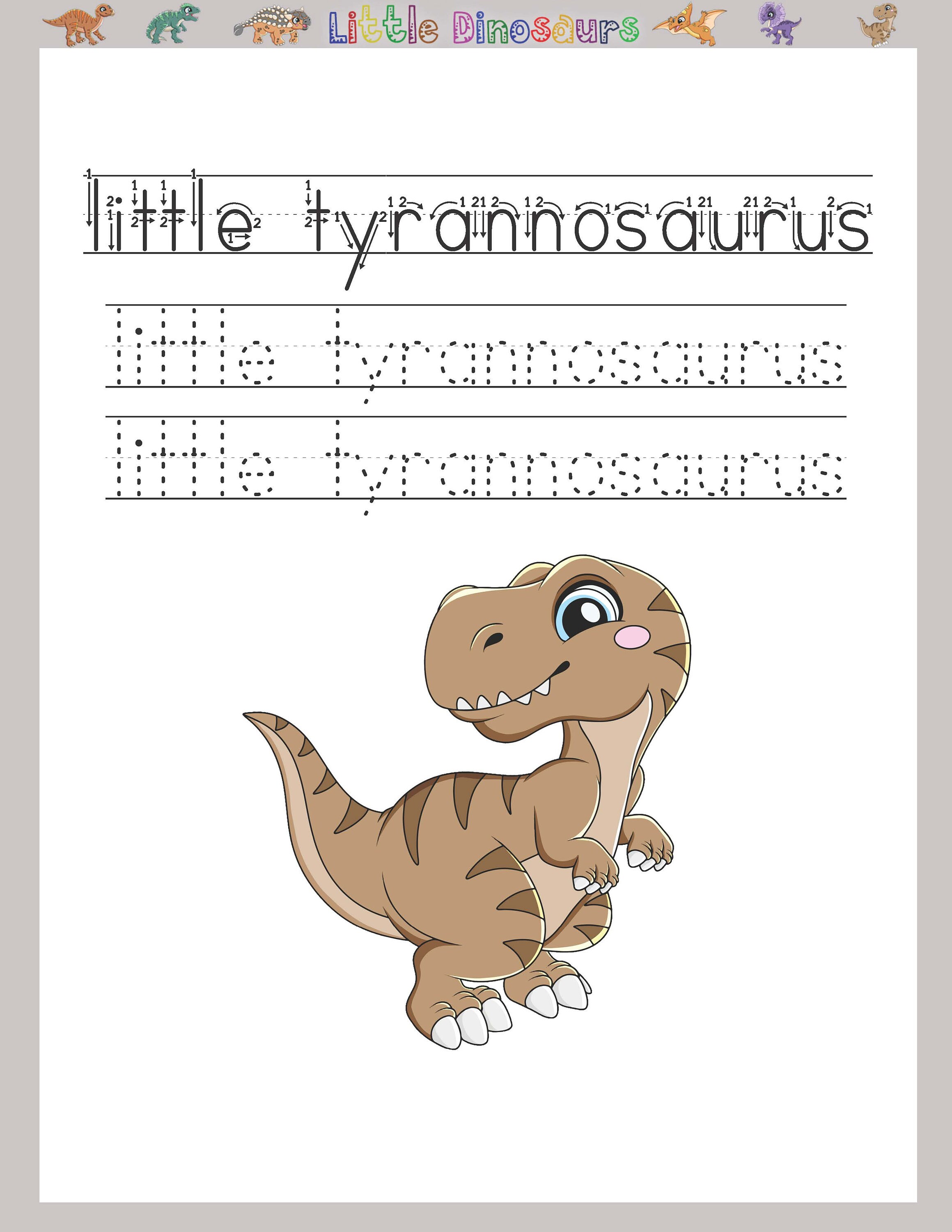 Little Dinosaurs printable Coloring Book With Handwriting Practice - Etsy