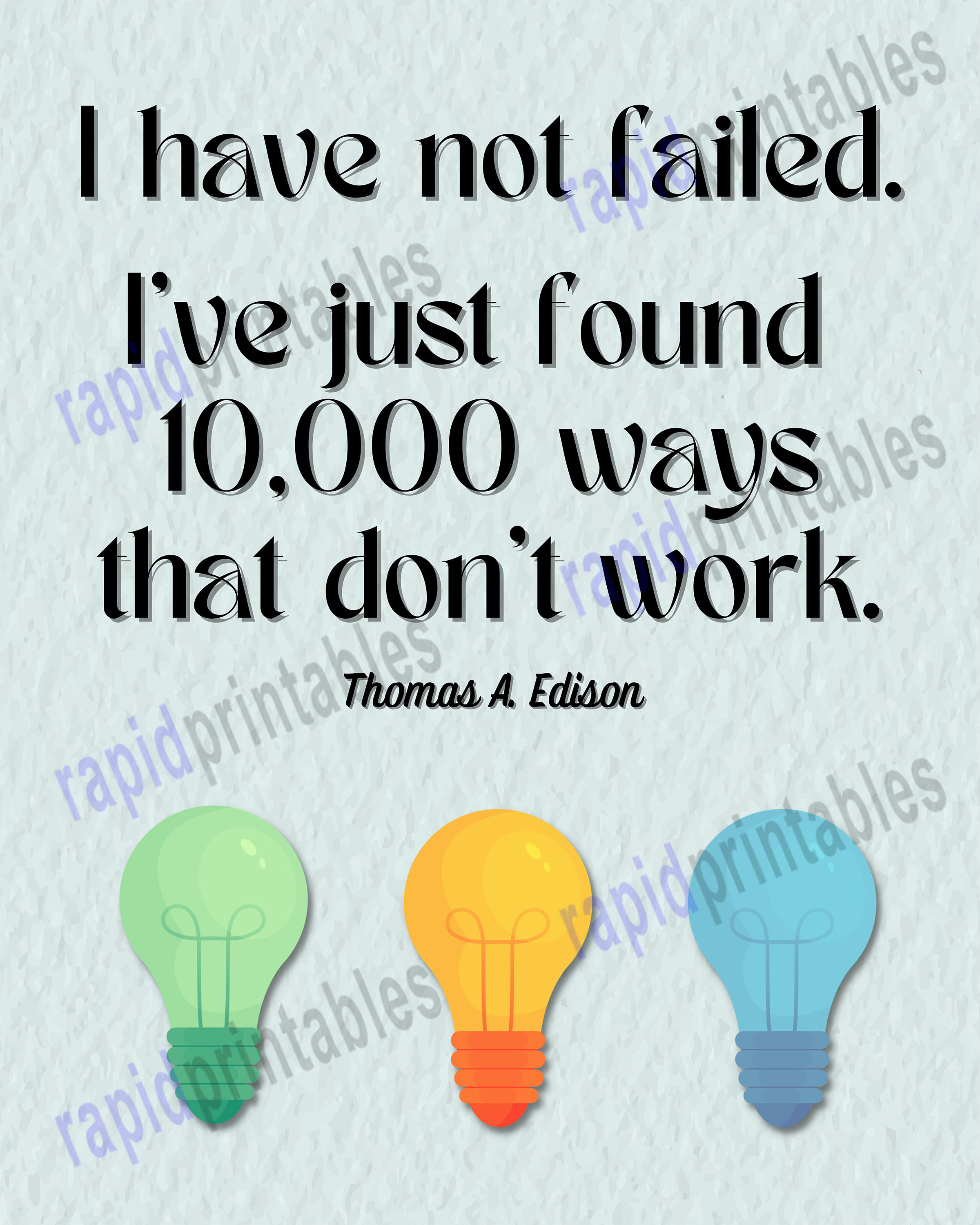 Printable Motivational Quote Poster, Thomas Edison Inspirational Quote ...