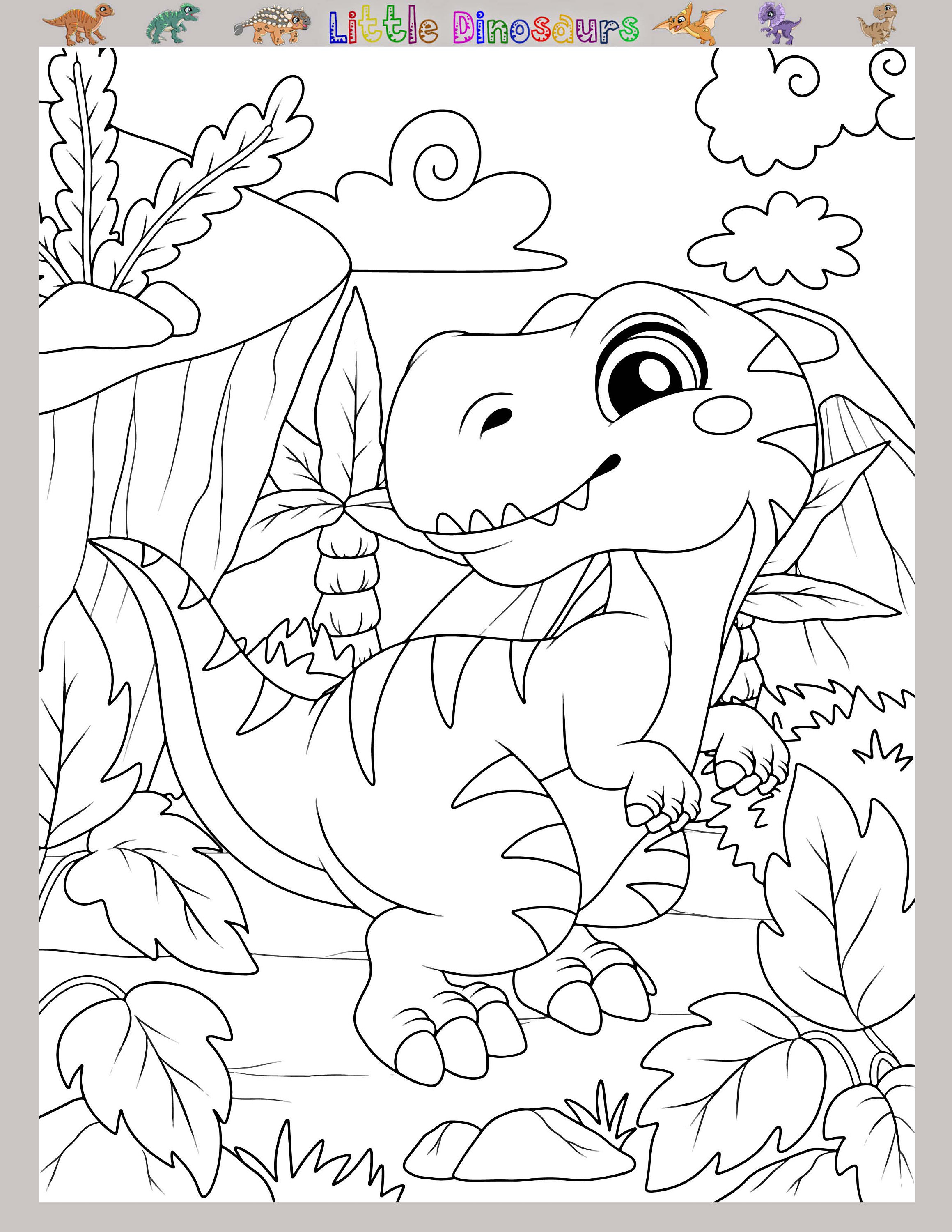 Little Dinosaurs printable Coloring Book With Handwriting Practice - Etsy