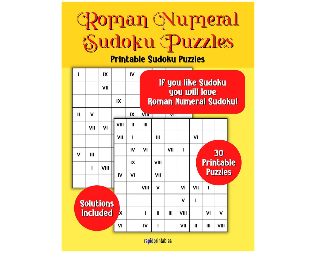 Roman Numerals Sudoku Puzzles, Printable Sudoku Puzzles - Etsy UK
