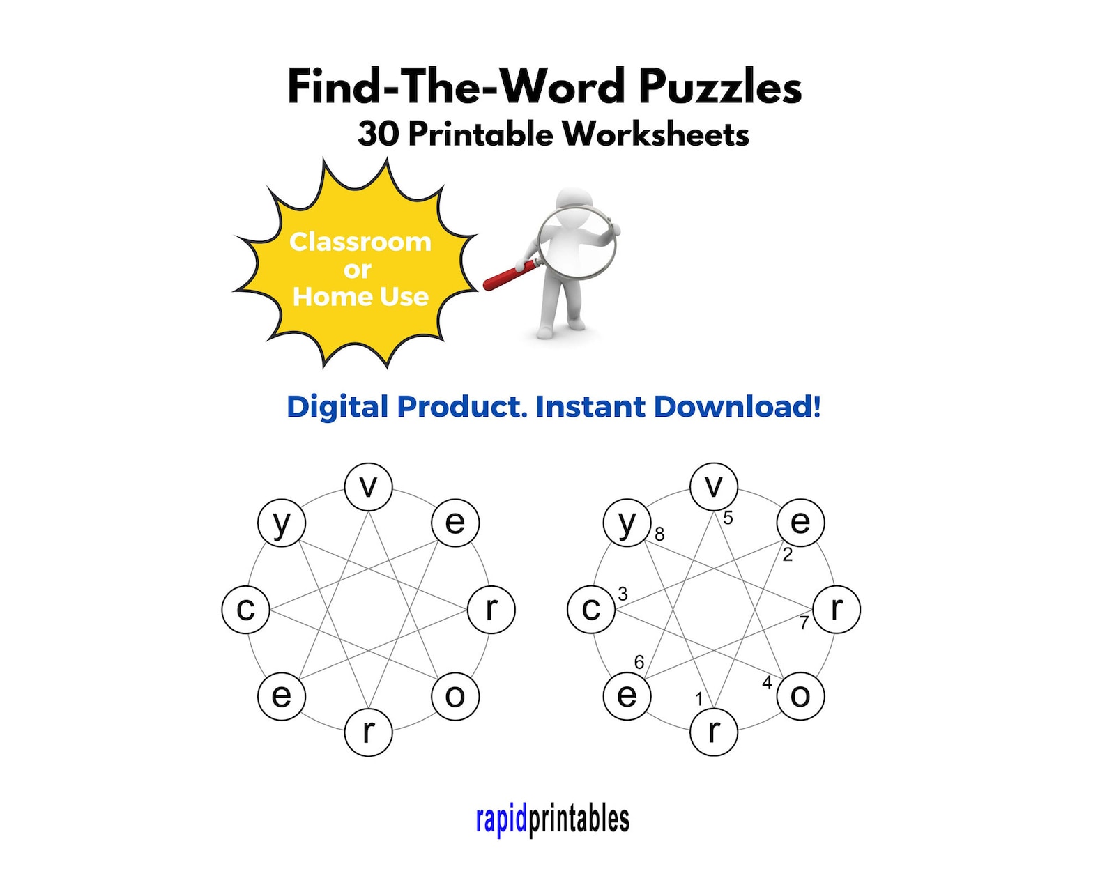 Find-the Word Puzzles - 30 Printable Worksheets - Etsy