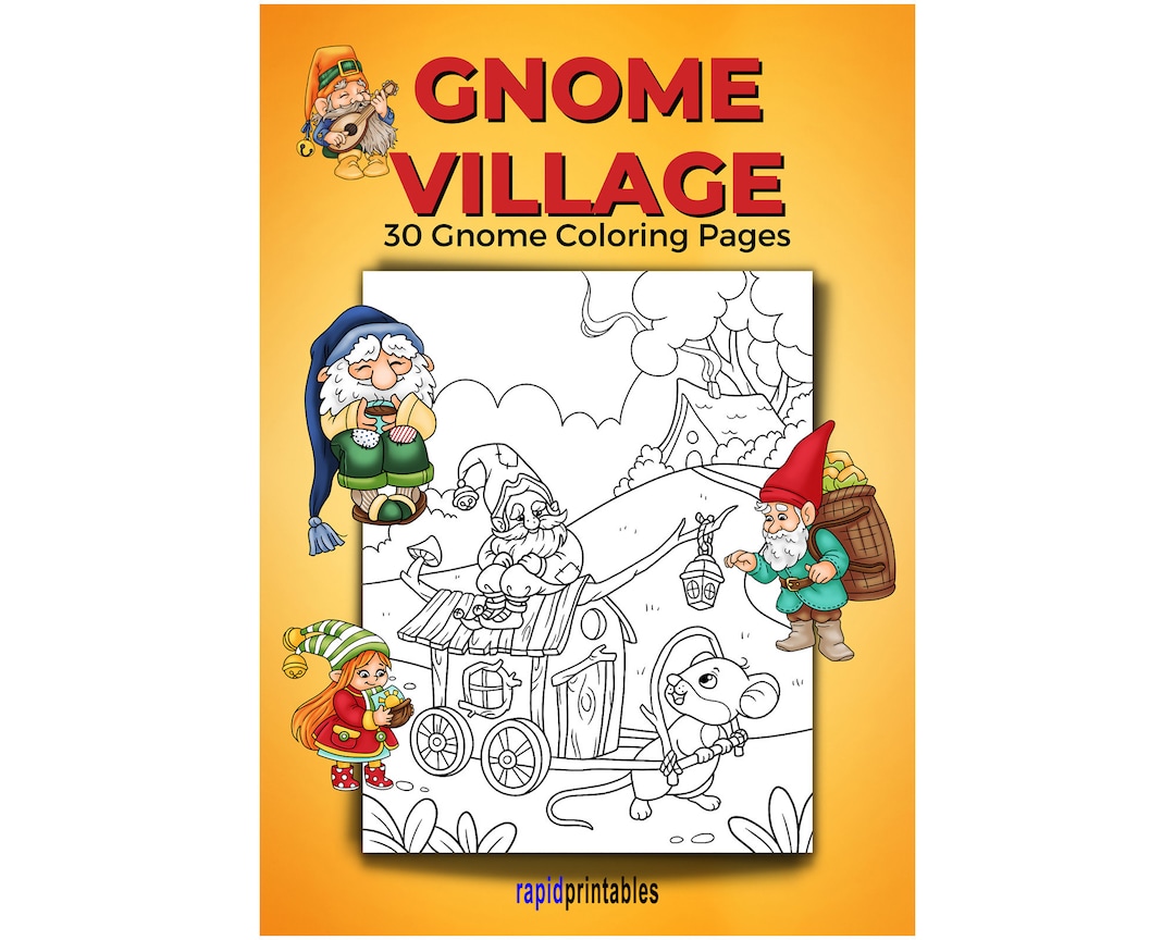 Gnome Village - 30 Gnome Printable Coloring Worksheets - Etsy