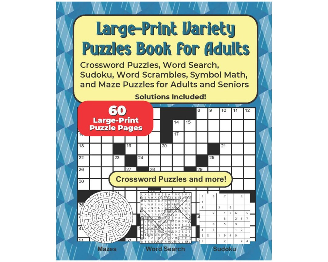 Large-print Variety Puzzles Book for Adults - Etsy