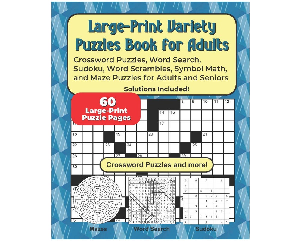 Large-print Variety Puzzles Book for Adults - Etsy