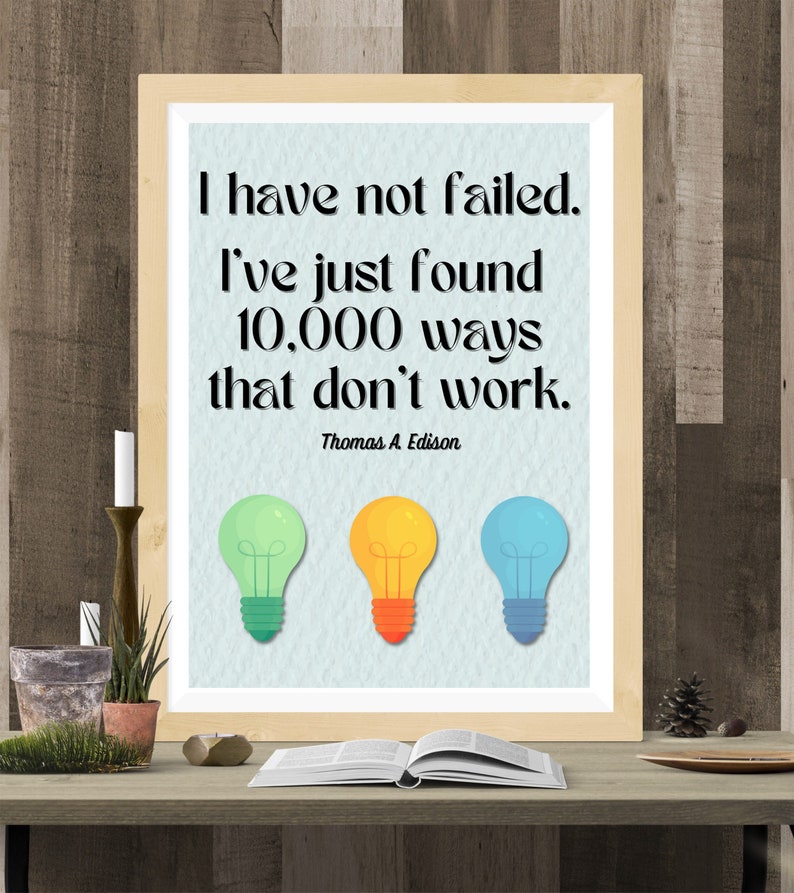 Printable Motivational Quote Poster, Thomas Edison Inspirational Quote ...