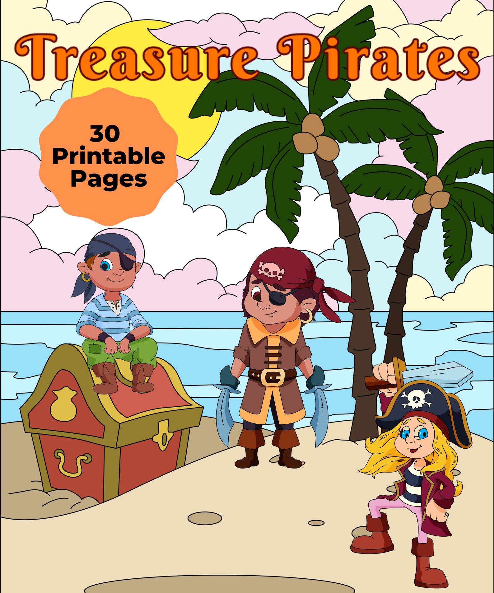 Treasure Pirates Pirates Printable Coloring Book - Etsy