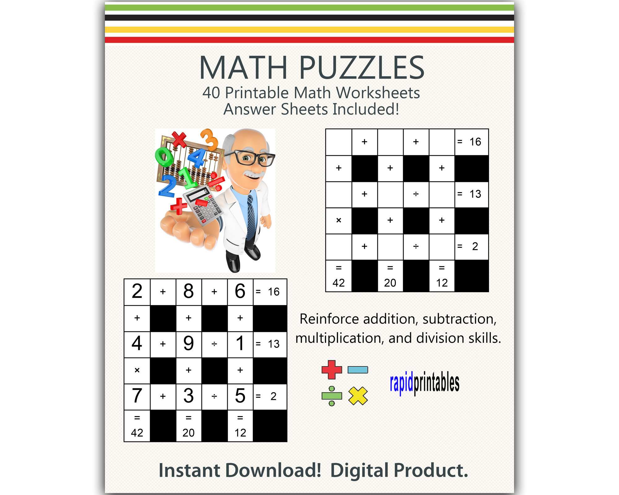 Printable math puzzles store