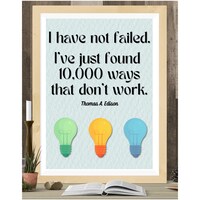 Printable Motivational Quote Poster, Thomas Edison Inspirational Quote ...