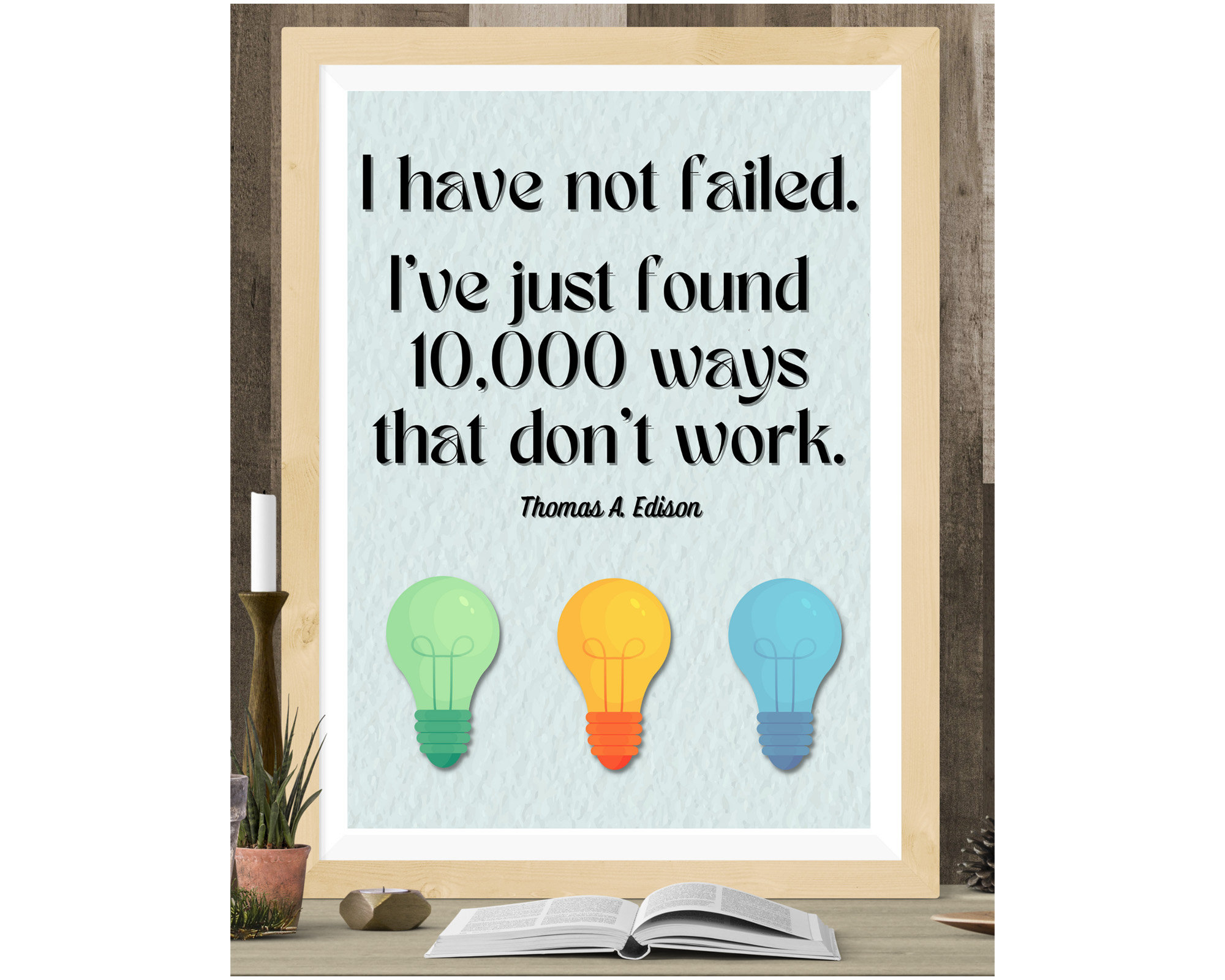 Printable Motivational Quote Poster, Thomas Edison Inspirational Quote ...