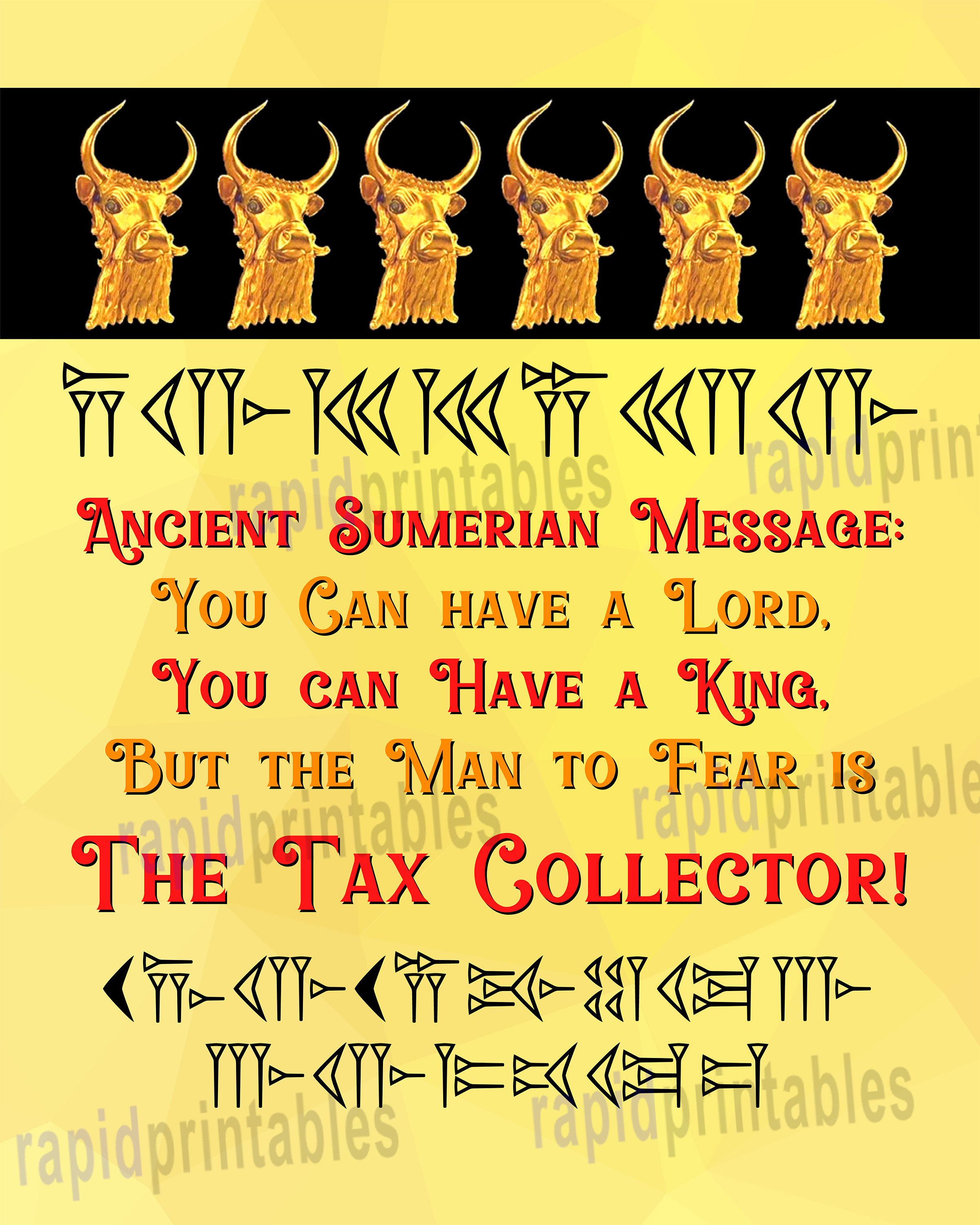 Wall Art Sumerian Quote Poster, Ancient Anti-tax Message - Etsy