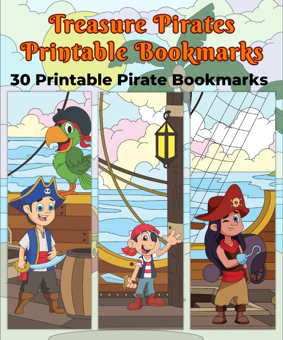 Treasure Pirates Bookmarks Printable Pirate Bookmarks - Etsy