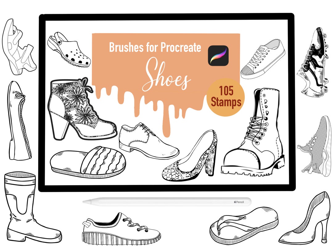 105 Shoe Stamp Brushes for Procreate, Procreate Brushes, Nature ...