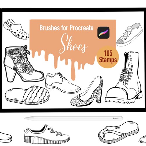 105 Shoe Stamp Brushes for Procreate Procreate Brushes - Etsy