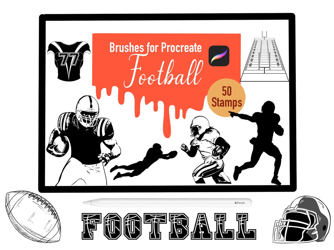 50 Football Stamp Brushes for Procreate, Procreate Brushes, Nature ...