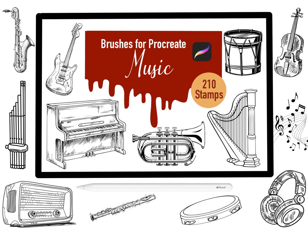 210 Music Stamp Brushes for Procreate, Procreate Brushes, Nature ...