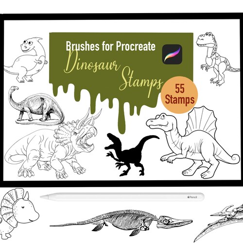 Procreate Dinosaur Skeleton Stamp Pack Brushes for Ipad - Etsy
