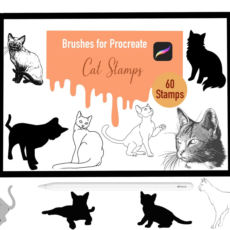 Cat Digital Stamp - Etsy