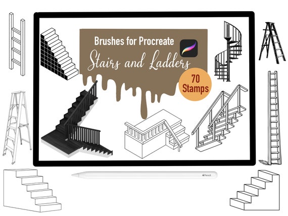 70 Stairs and Ladders Stamp Brushes for Procreate Procreate - Etsy